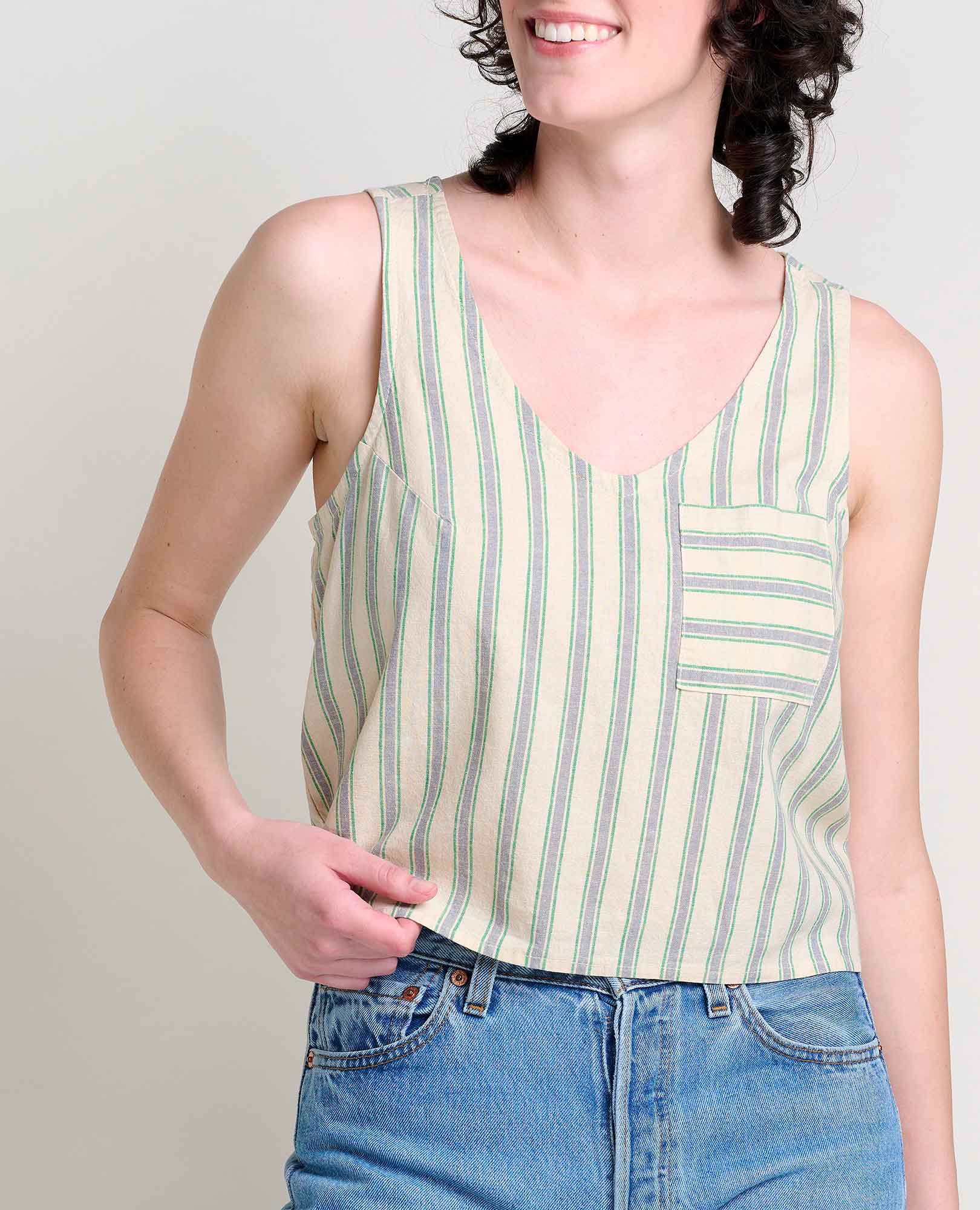 Taj Hemp Linen Tank Top with Button Back | by Toad&Co